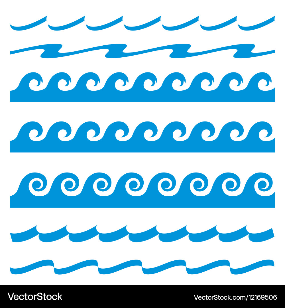 Set of blue water waves icon Royalty Free Vector Image
