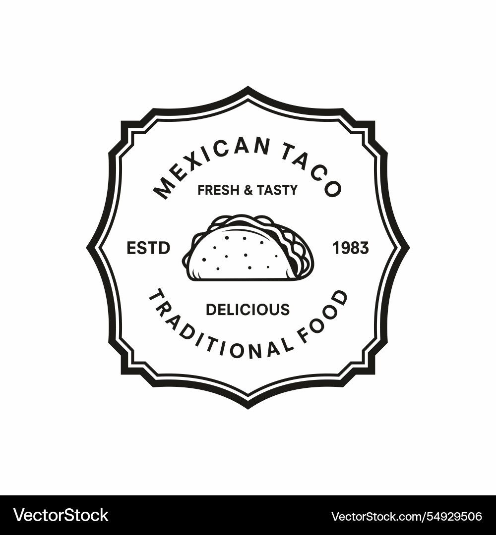 Vintage logo tacos template Royalty Free Vector Image