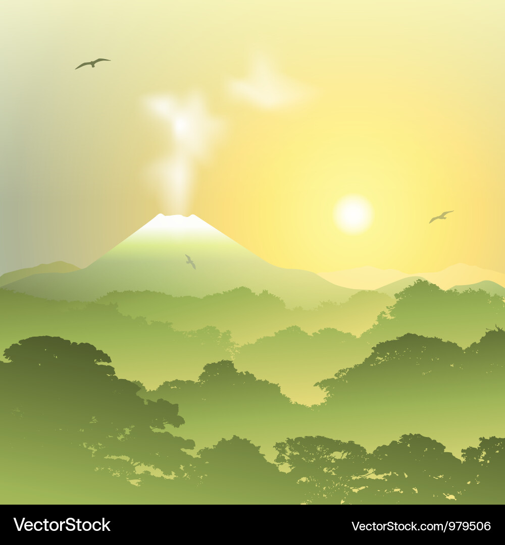 Volcano landscape Royalty Free Vector Image - VectorStock