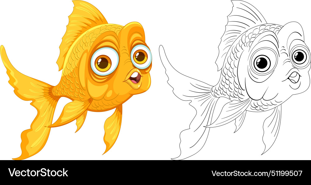 A colored and outlined goldfish Royalty Free Vector Image