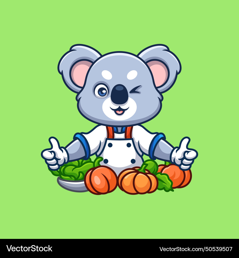 Chef koala cute cartoon Royalty Free Vector Image