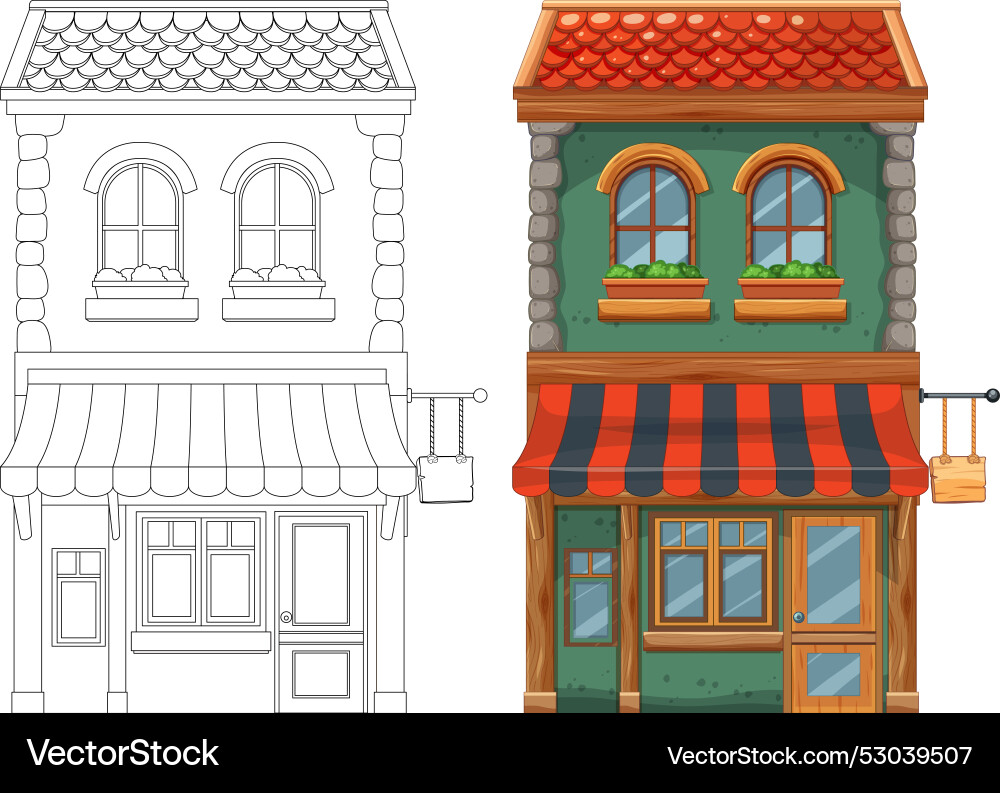 Colorful and black-and-white house Royalty Free Vector Image