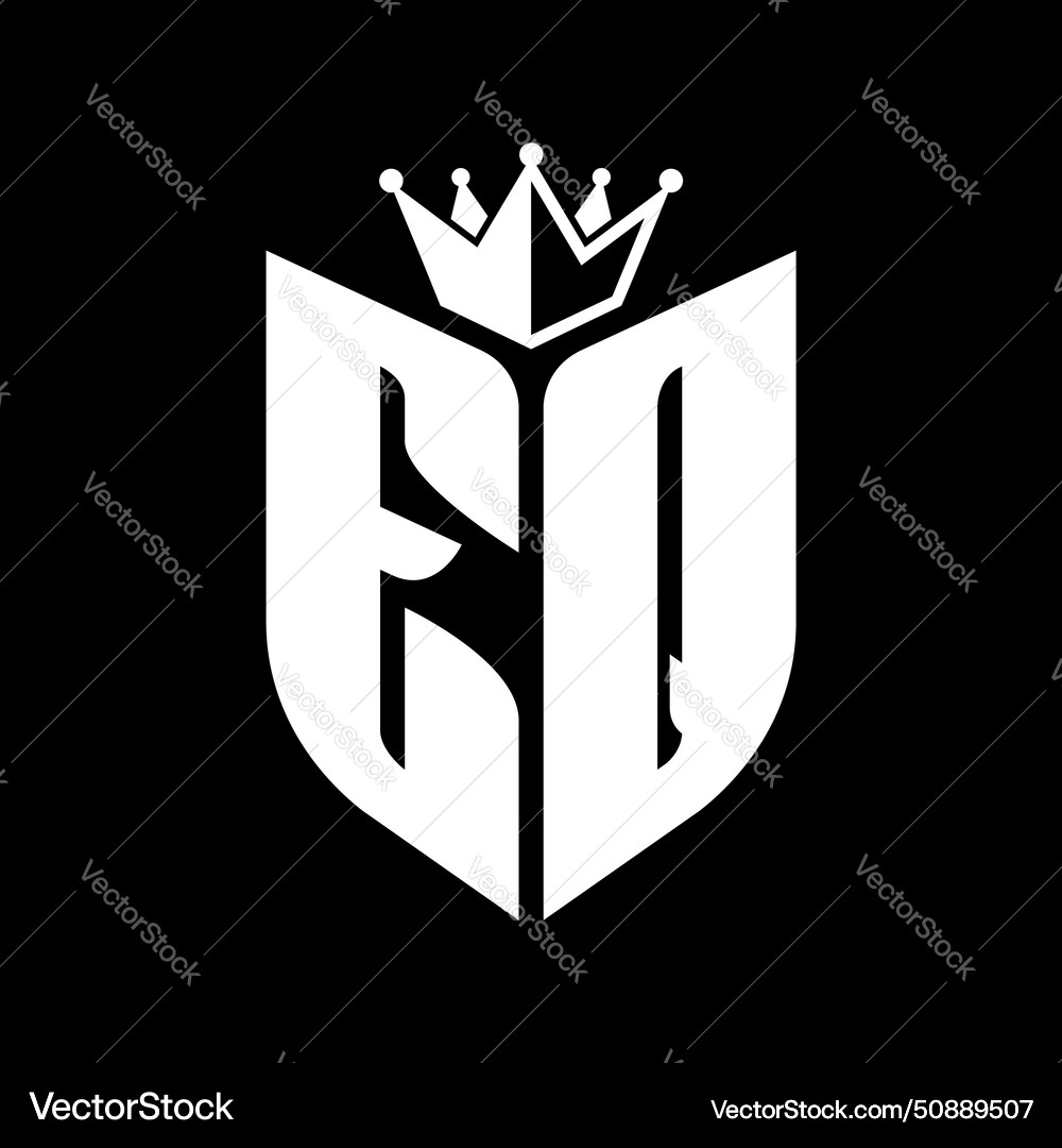 Eq letter monogram with shield shape crown Vector Image