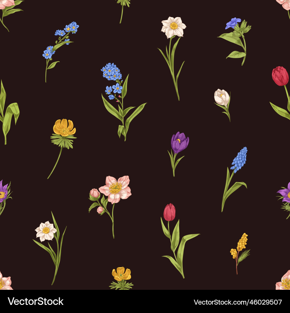 Floral Botanical Repeating Pattern Royalty Free Vector Image