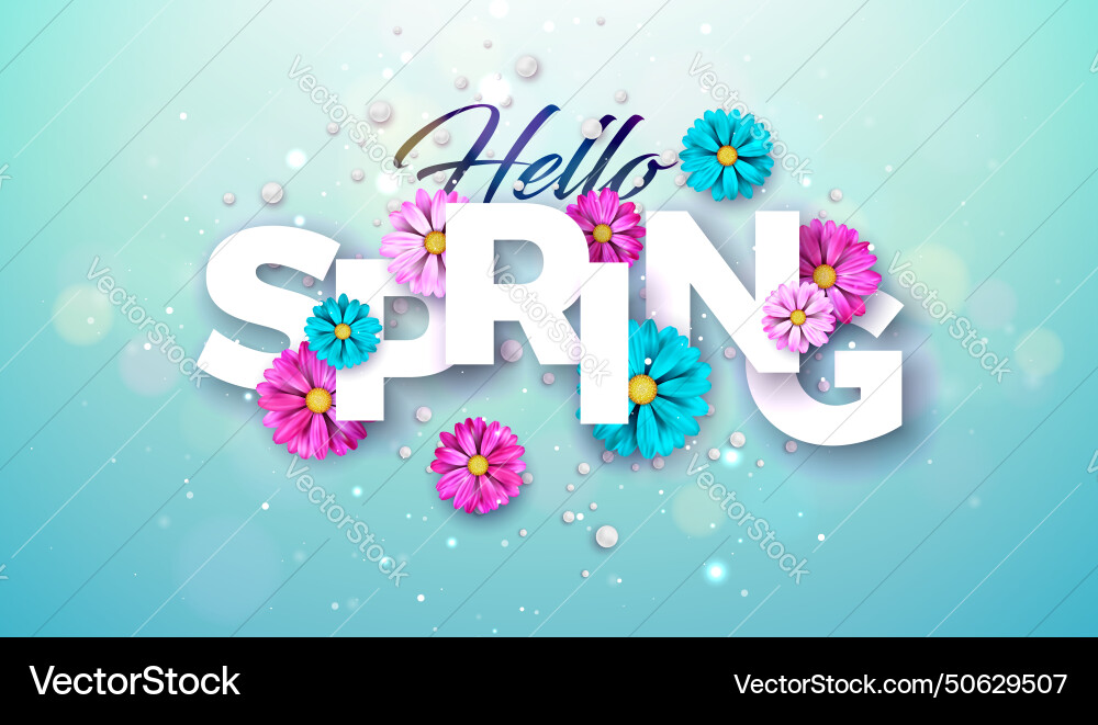 Hello spring nature theme Royalty Free Vector Image