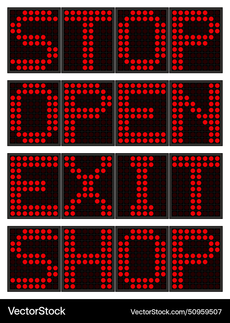Led display stop open exit shop text Royalty Free Vector