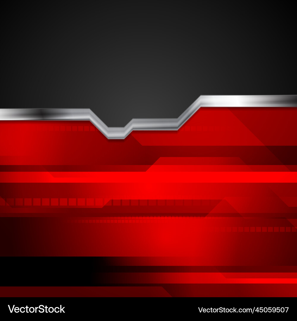Red and black tech metallic style background Vector Image