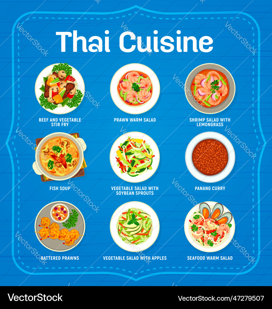 Thai cuisine restaurant menu page template Vector Image