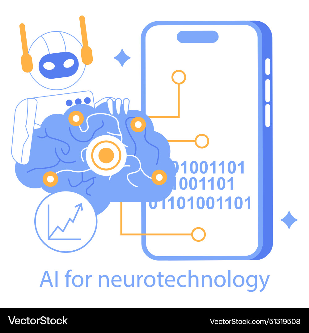 Ai for neurotechnology concept Royalty Free Vector Image