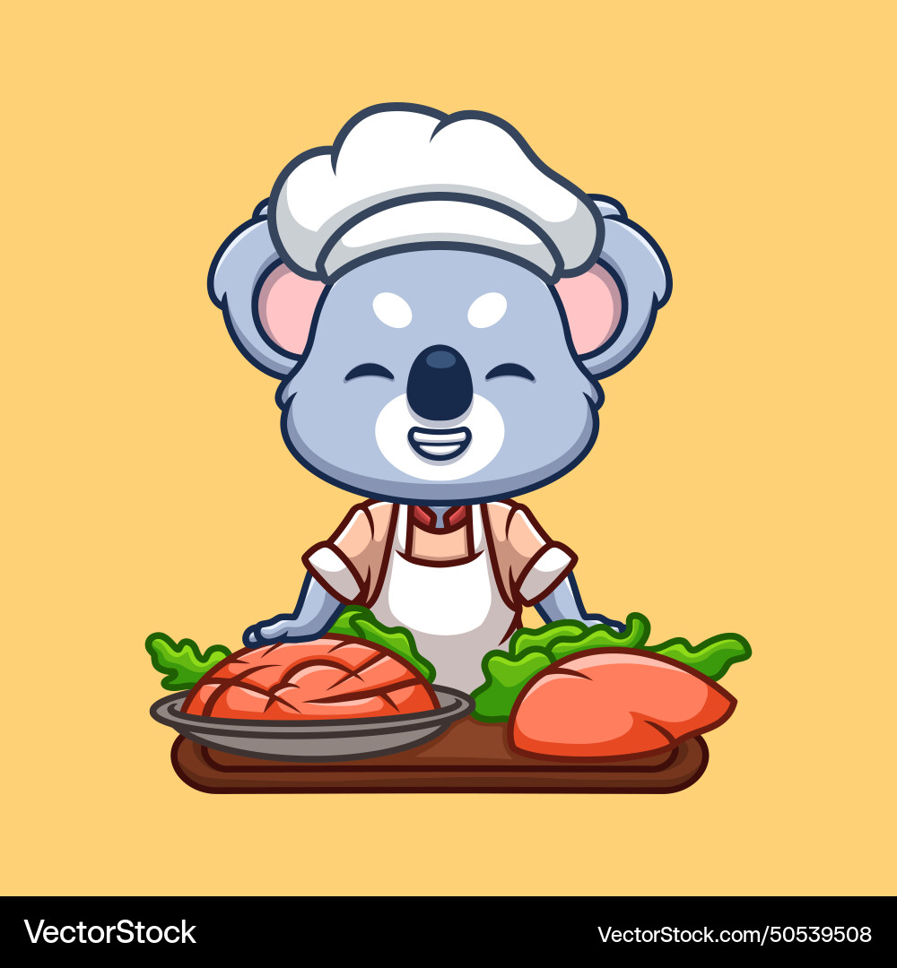 Chef koala cute cartoon Royalty Free Vector Image