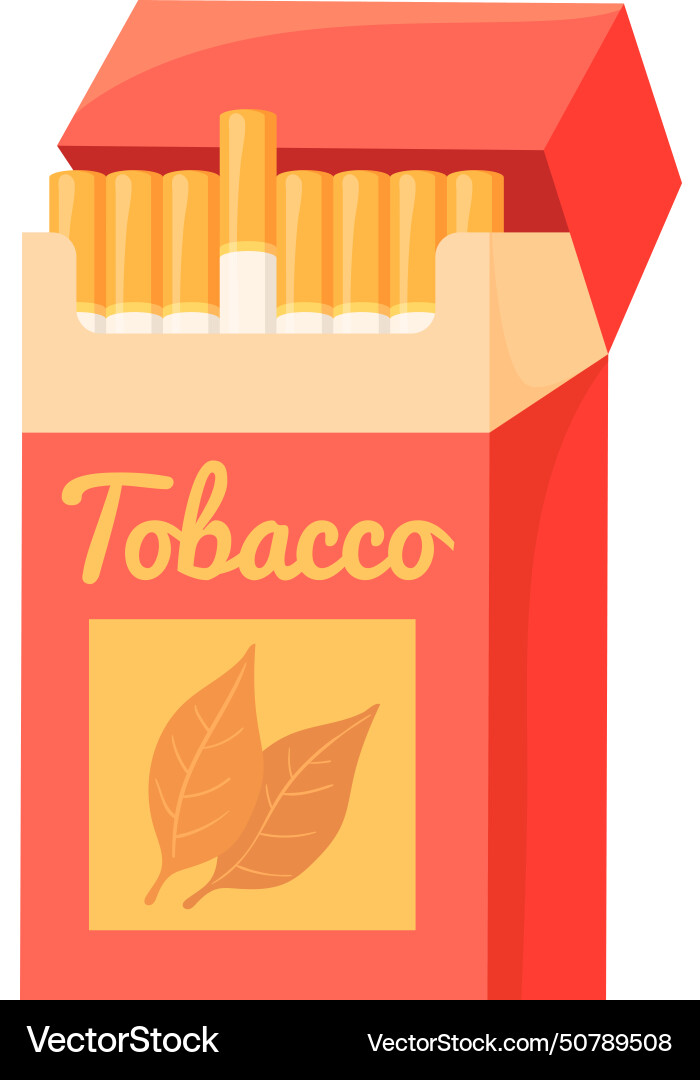 Cigarette pack cartoon icon smoking tabacco Vector Image