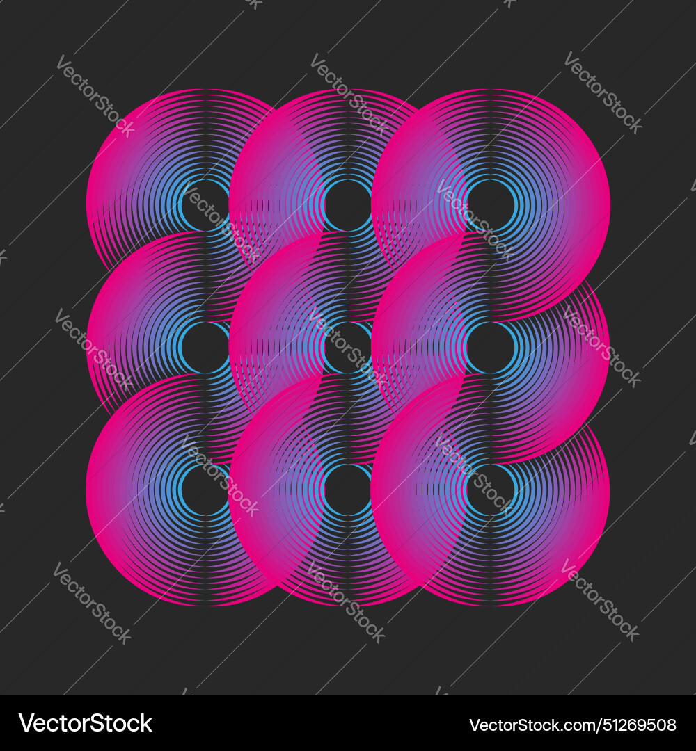 Construction of nine circles logo square Vector Image
