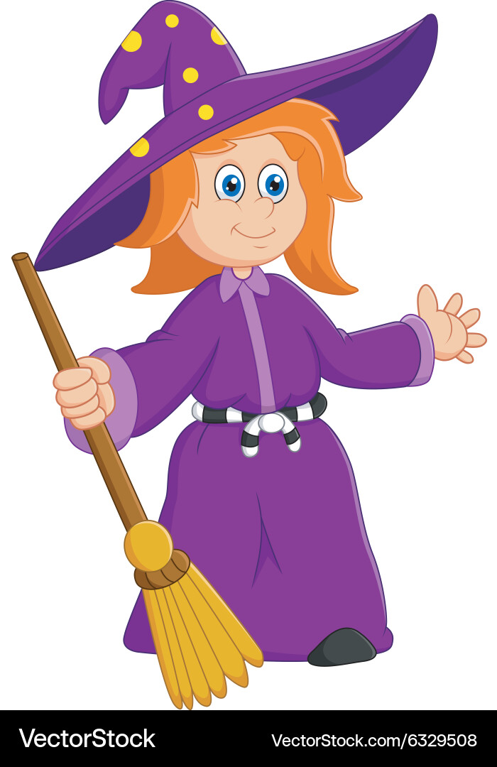 Cute cartoon witch Royalty Free Vector Image - VectorStock