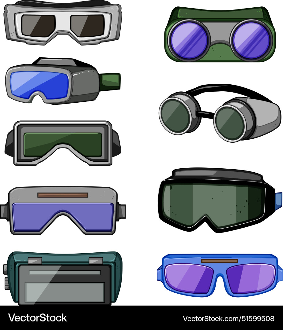 Goggles welding set cartoon Royalty Free Vector Image