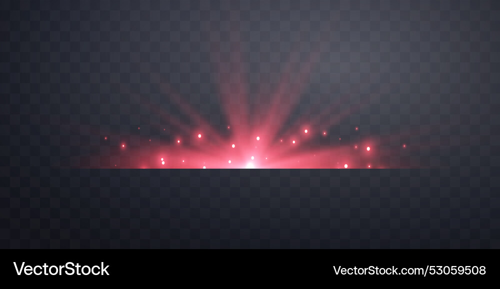 Red horizontal lensflare light flash with rays Vector Image