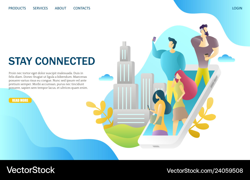 Stay connected website landing page design Vector Image