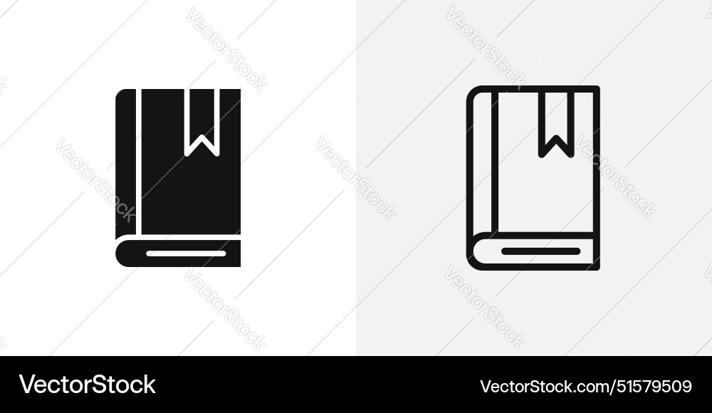 Book with bookmark icon in black and white Vector Image