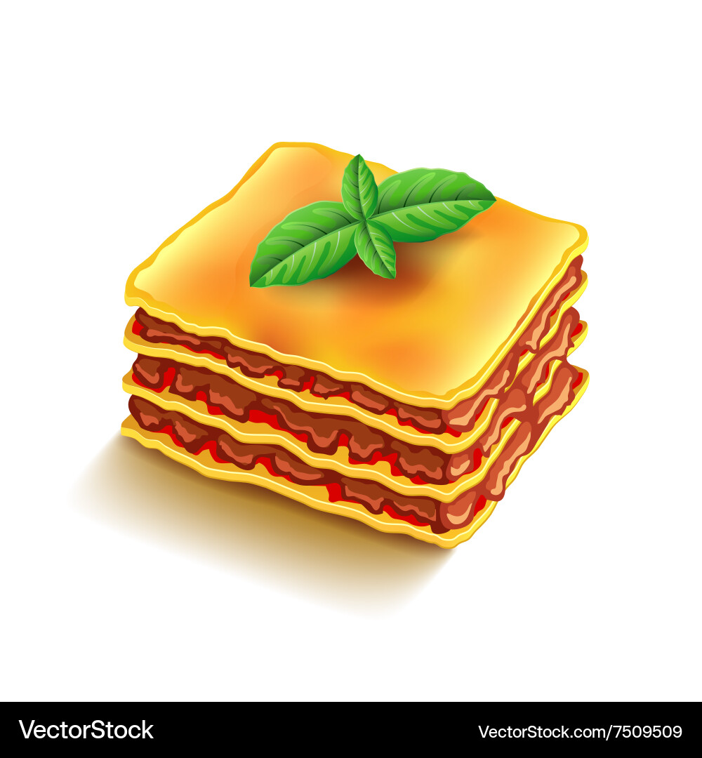 Lasagna isolated on white Royalty Free Vector Image