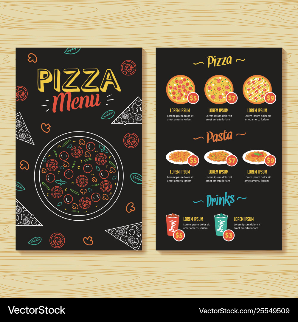 Pizza menu template Royalty Free Vector Image - VectorStock