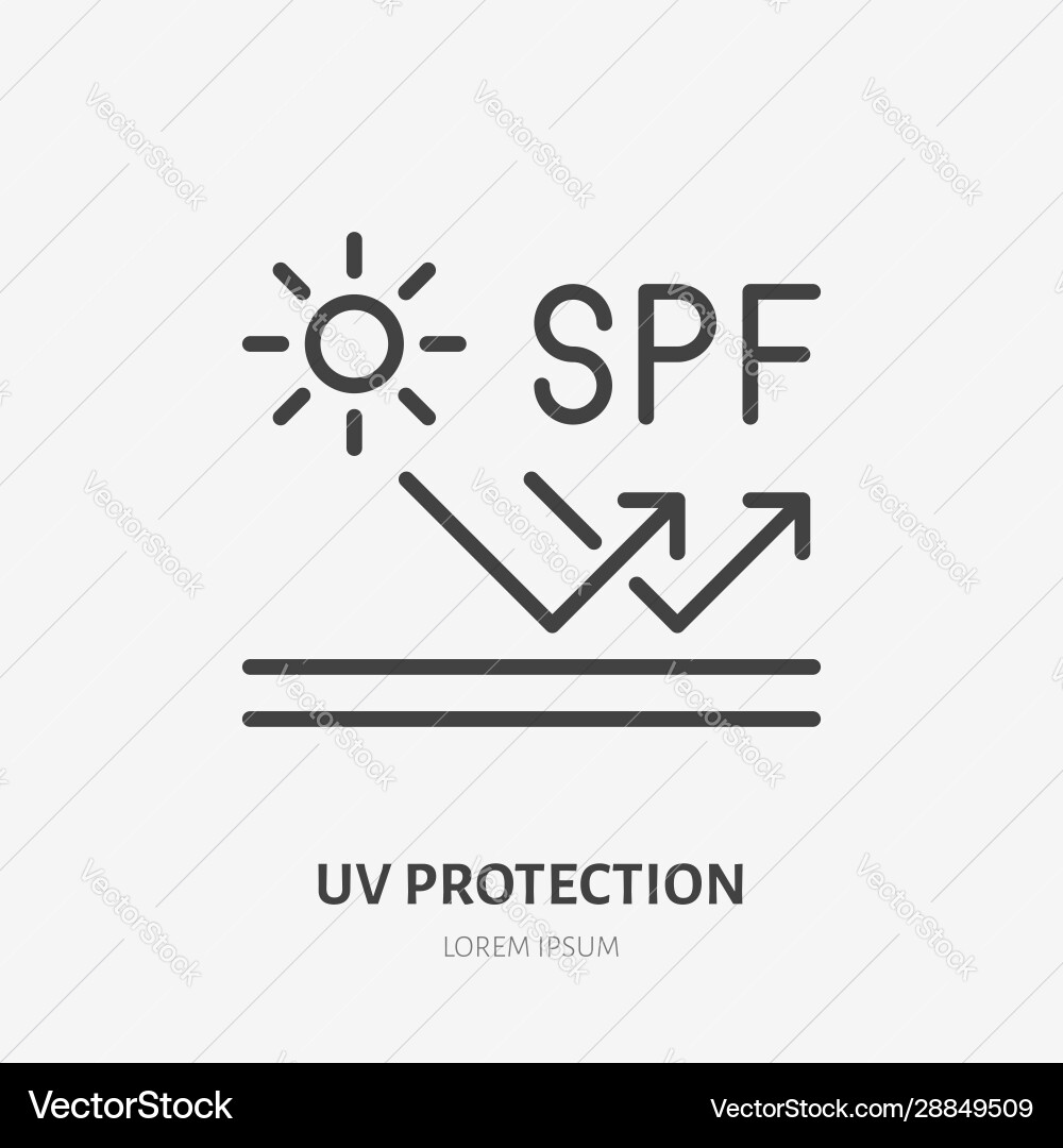 Sun uv protection line icon pictograph Royalty Free Vector
