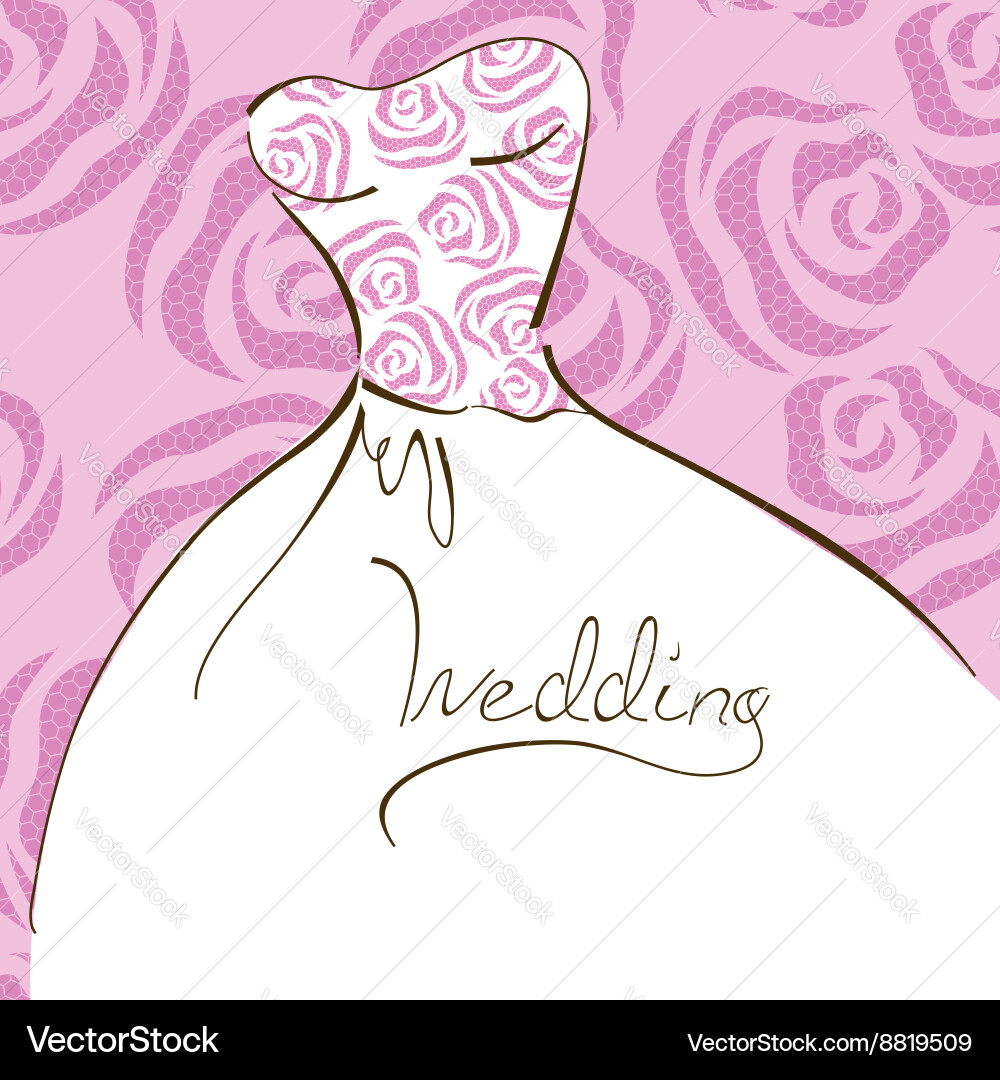 Wedding invitation with bridal dress Royalty Free Vector