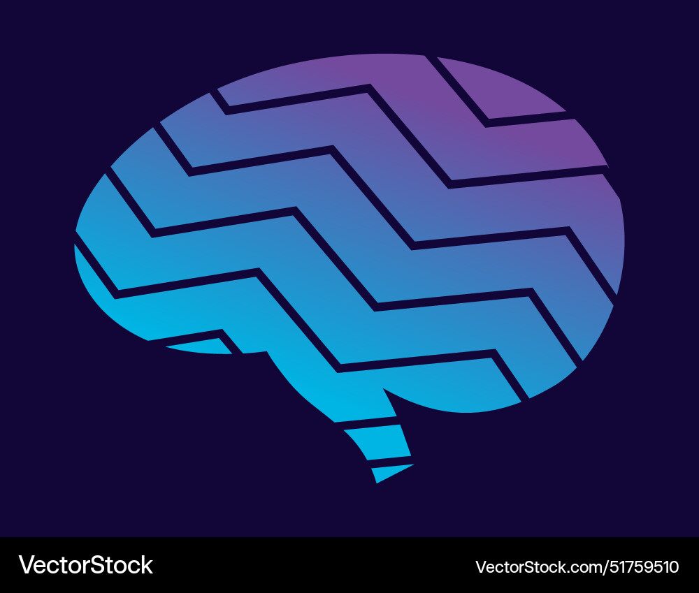 Brain logo icon digital symbol template Royalty Free Vector