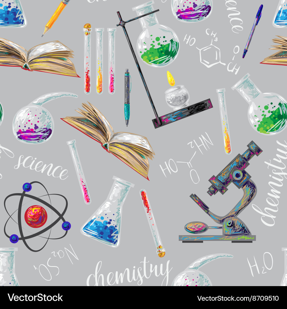 Chemistry seamless pattern Royalty Free Vector Image