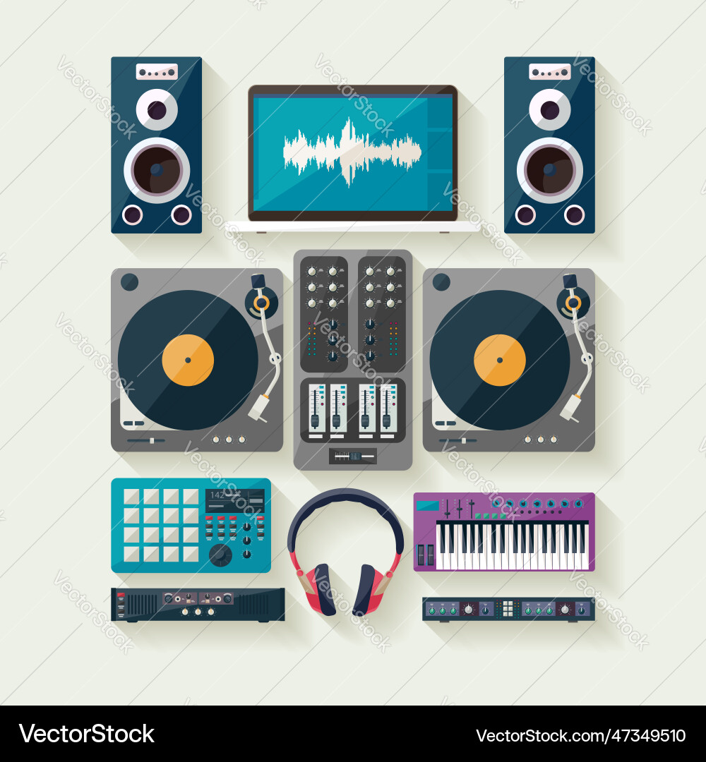 DJ Equipment Flat Vector Royalty Free Vector Image