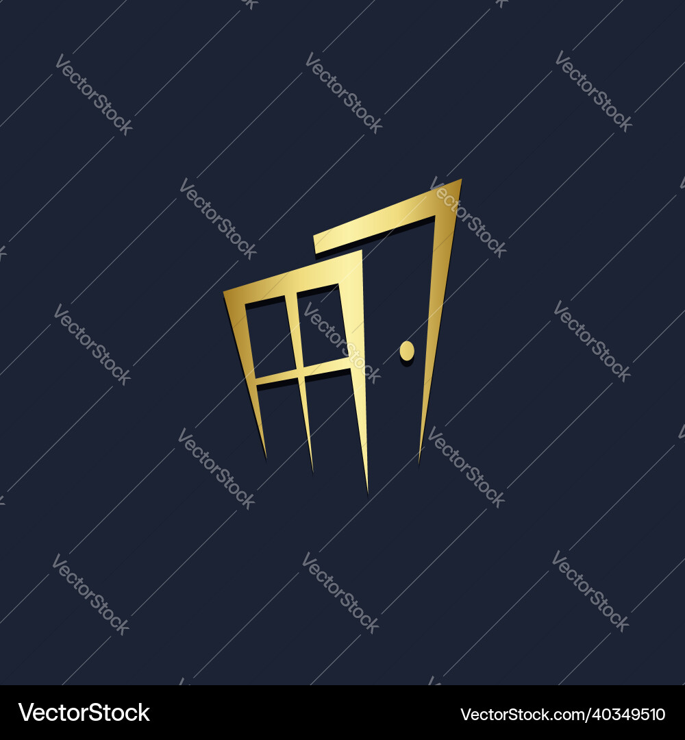 Door window gold logo Royalty Free Vector Image