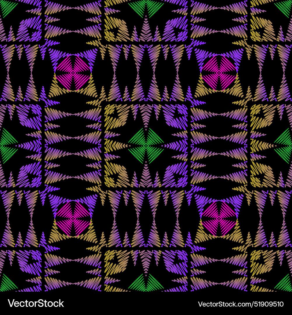 Embroidery textured tribal ethnic style repeating Vector Image