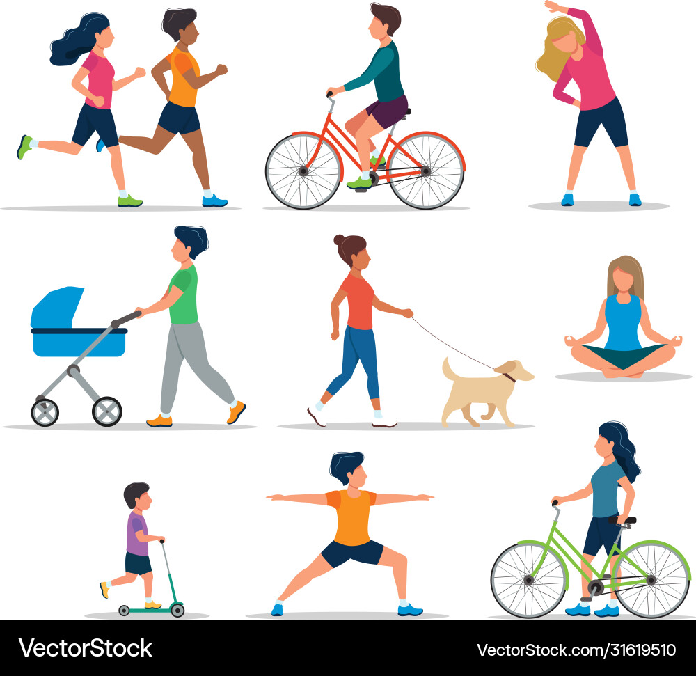 People Enjoying Outdoor Activities Royalty Free Vector Image