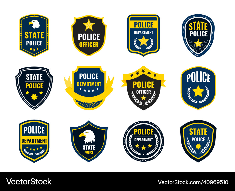 Police shield policeman and security department Vector Image