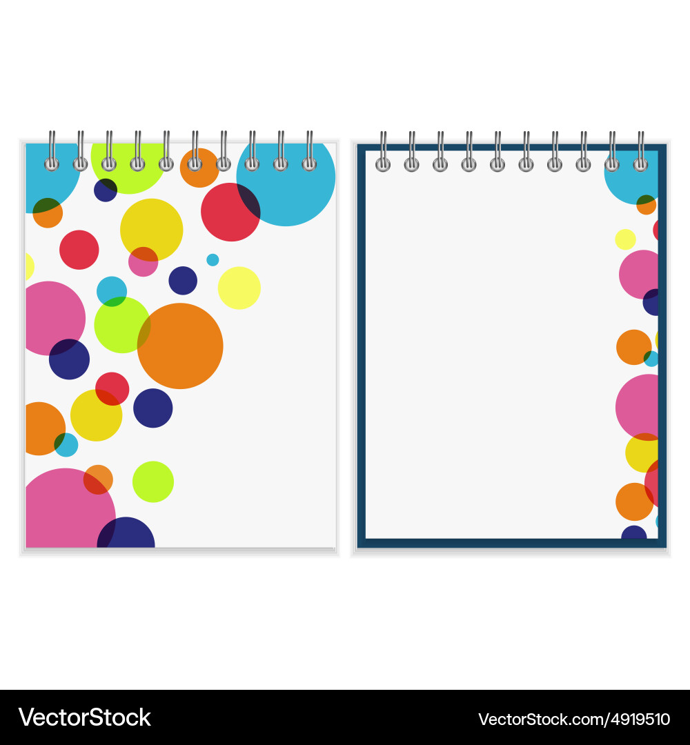 Spiral notebook with bright colorful cover design Vector Image