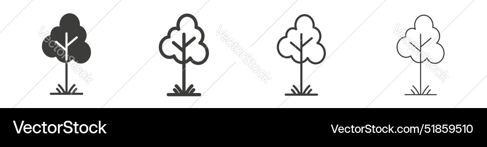 Tree icon set simple oak forest Royalty Free Vector Image