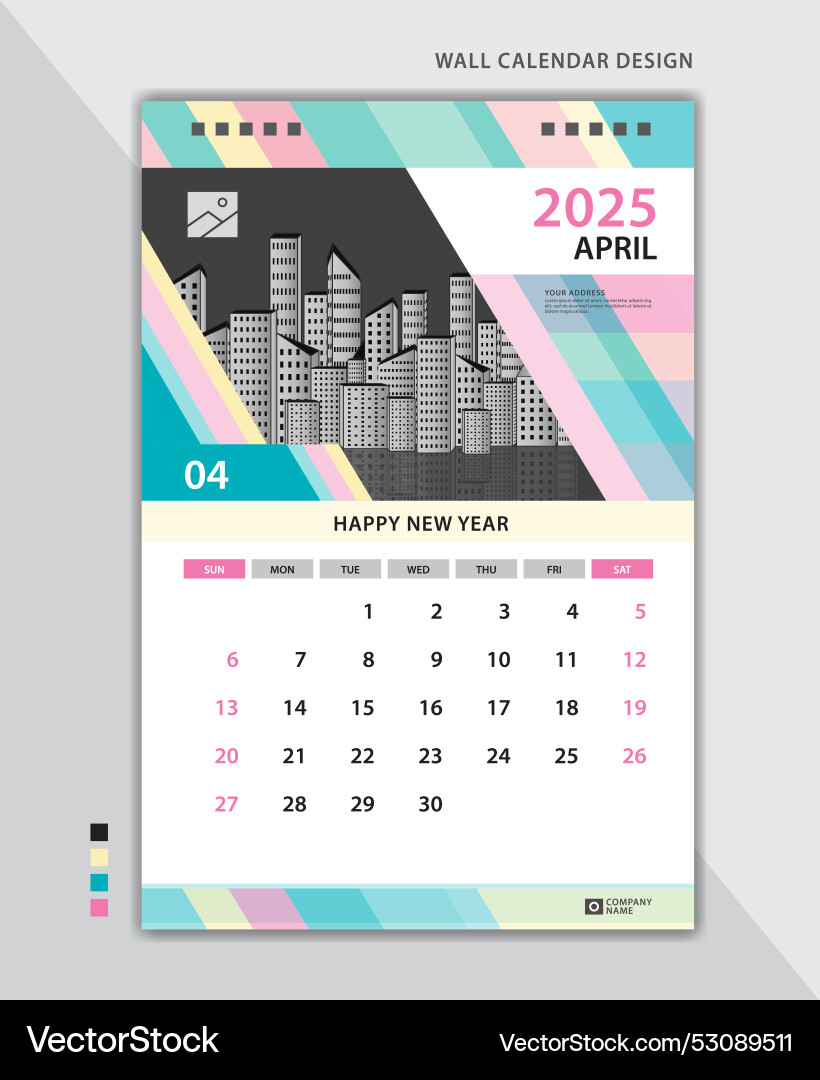 April 2025 layout wall calendar template Vector Image