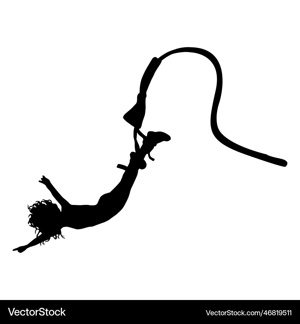 Bungee Springen Frau Silhouette Lizenzfreies Vektorbild