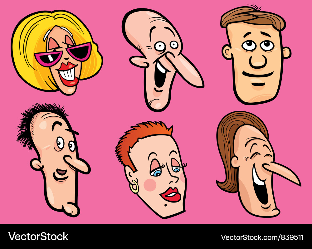 Cartoon faces Royalty Free Vector Image - VectorStock