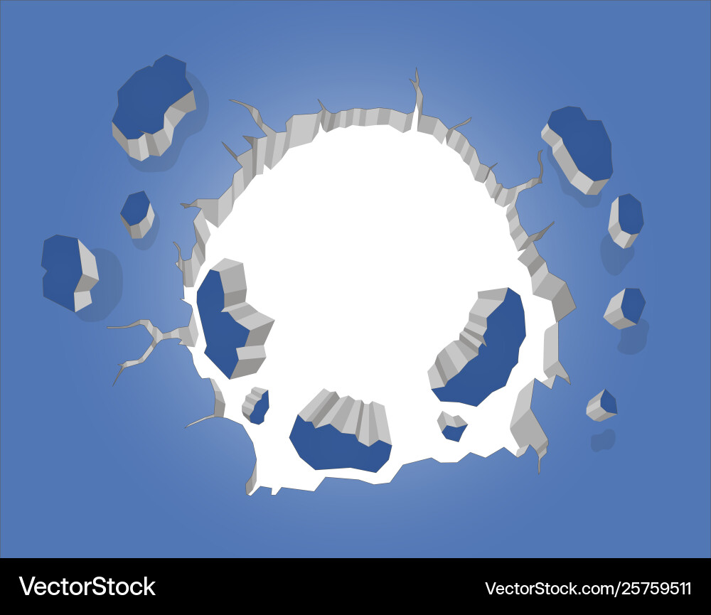 Explosion wall with scattered fragments Royalty Free Vector