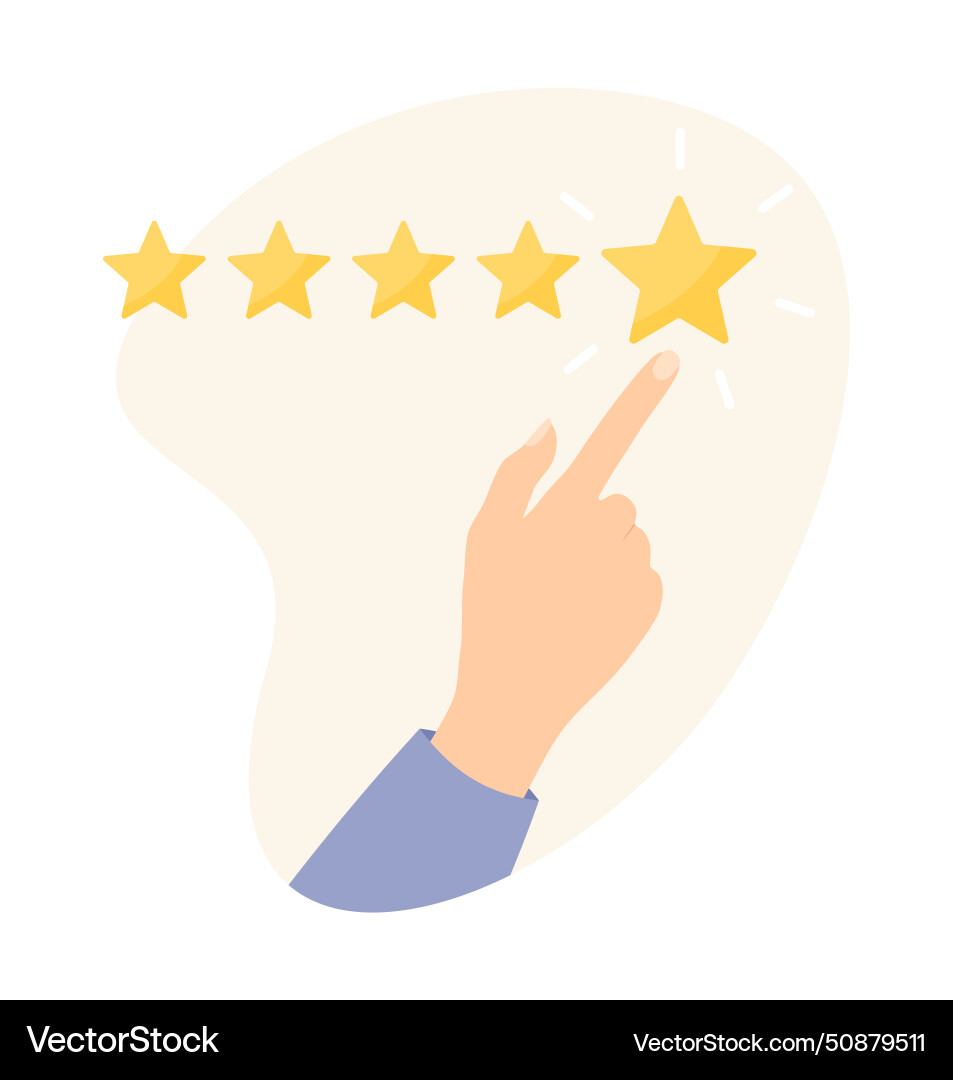 Hand giving five star rating isolated on white Vector Image
