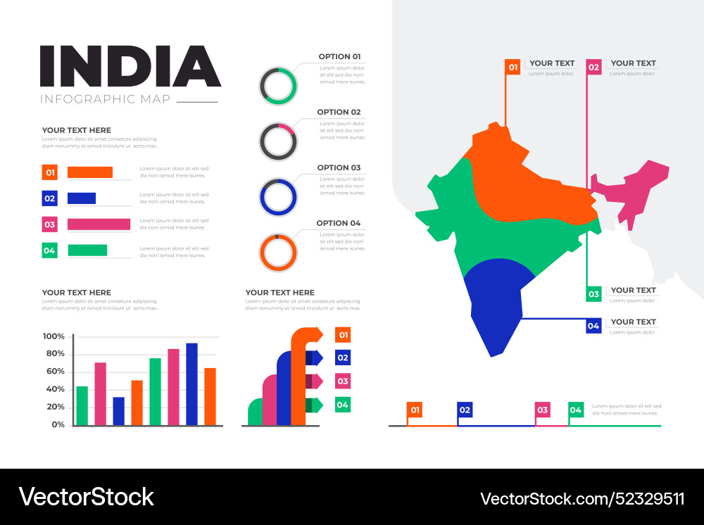 India map infographics Royalty Free Vector Image