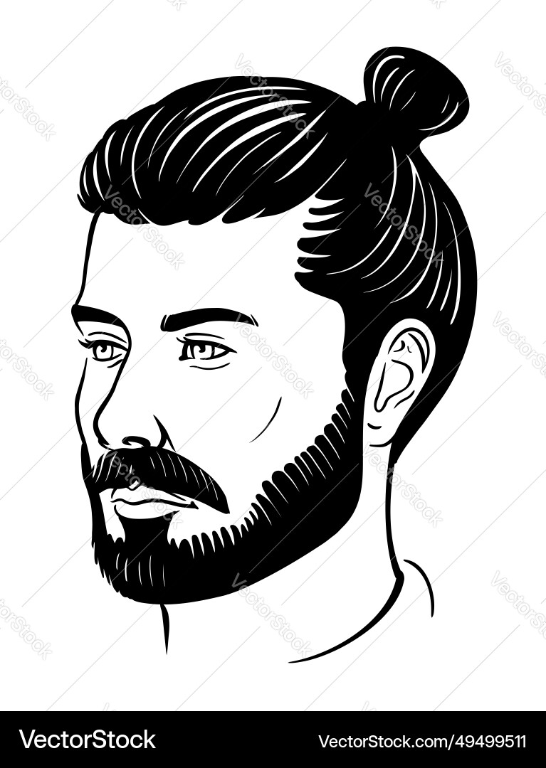 Man with beard face hairstyle Royalty Free Vector Image