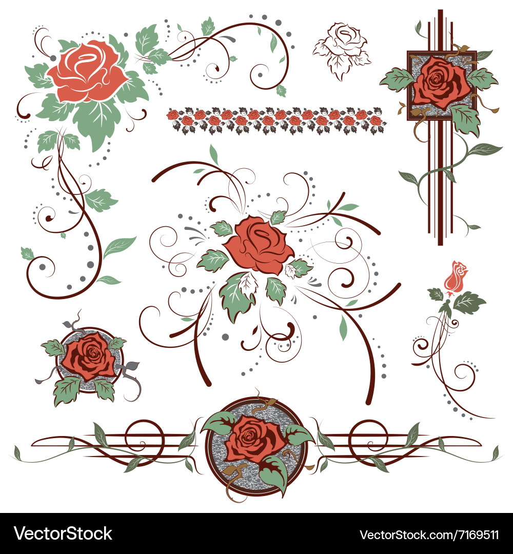 Roses design elements Royalty Free Vector Image
