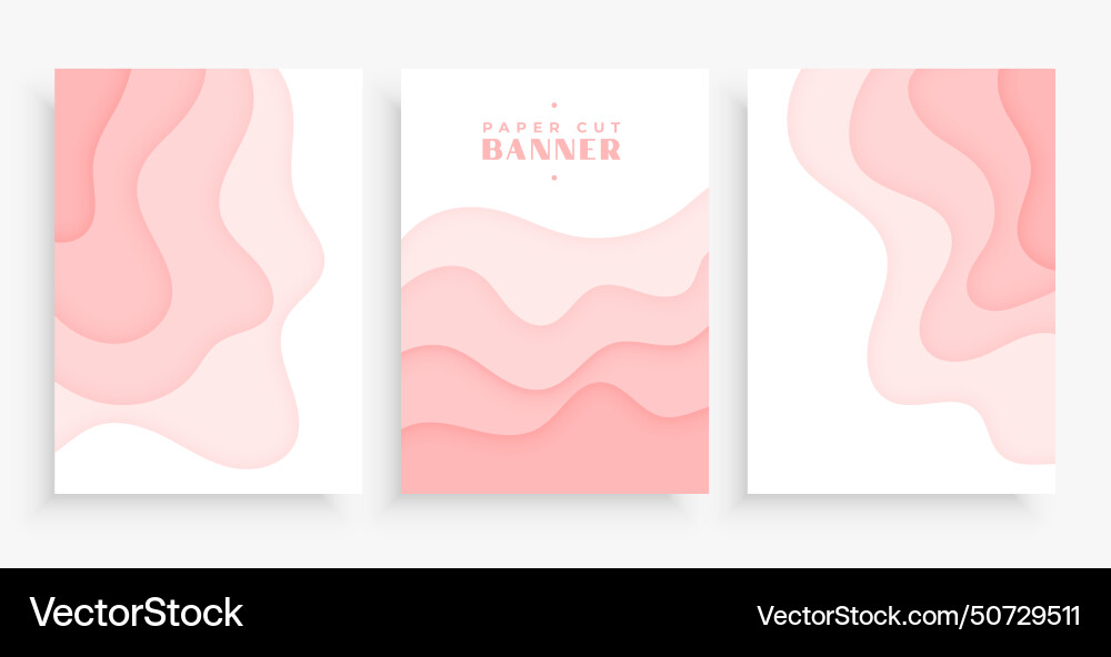 Set of abstract paper cut pattern banner Vector Image