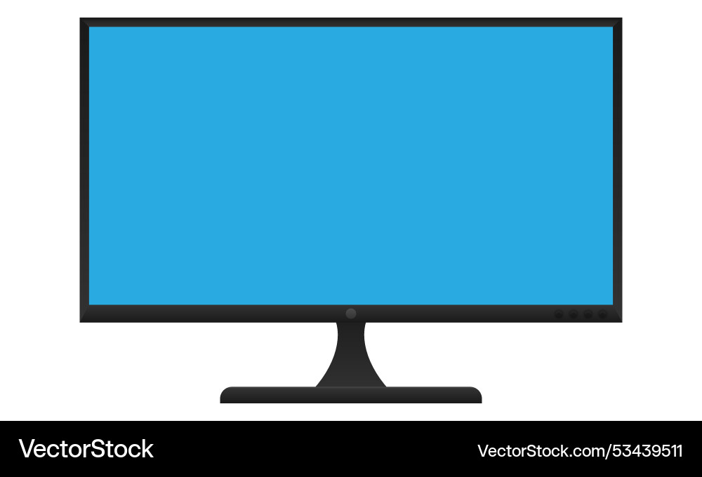 Widescreen black monitor with blue screen Vector Image
