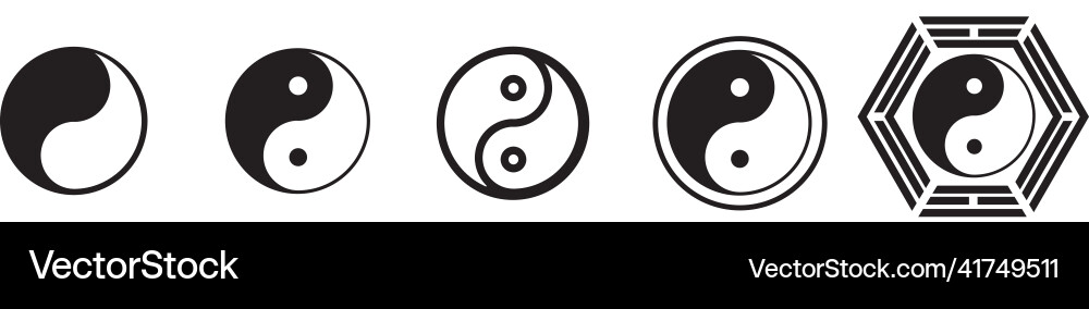 Yin yang icon set and symbol isolated Royalty Free Vector