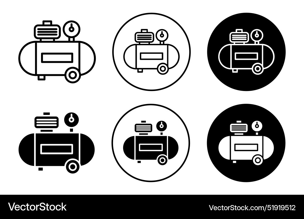 Air compressor icon collection of outline thin Vector Image