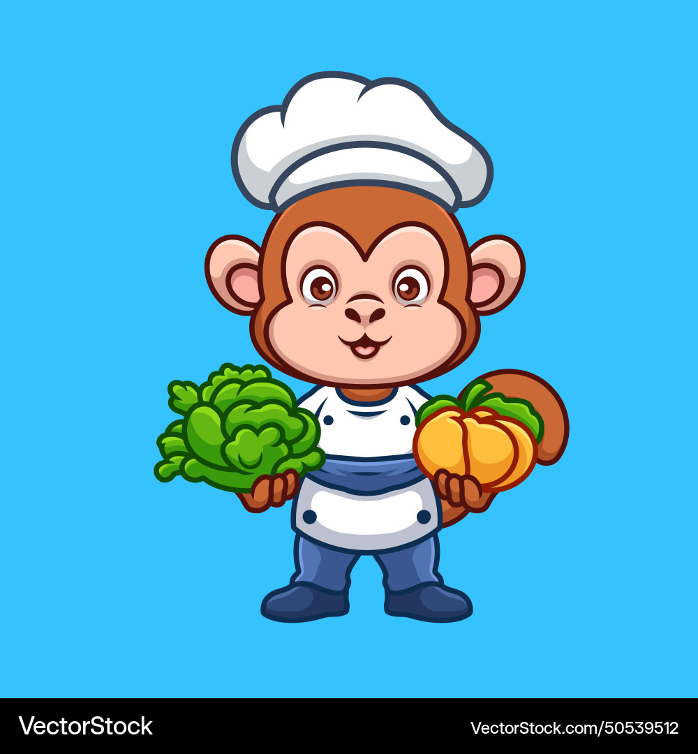 Chef monkey cute cartoon Royalty Free Vector Image