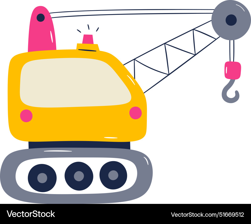Crane construction cartoon vehicle Royalty Free Vector Image