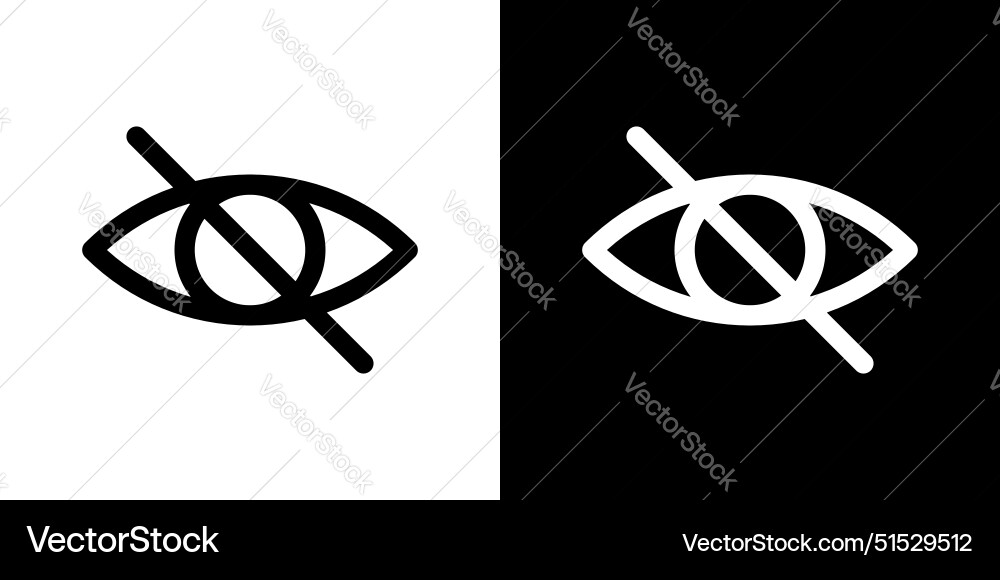 Eye crossed icon set blind view symbol hidden Vector Image