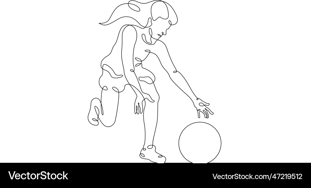Girl plays one continuous linechildrens sports Vector Image